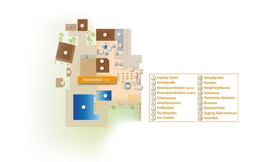 Spacious sauna facilities with 5 theme saunas, hamam & steam bath ...